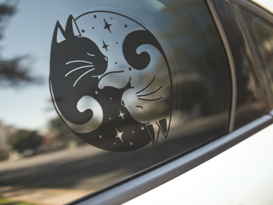 Cat Yin & Yang Decal - Sticker for Cars, Laptop, Vehicle, Custom. - Etsy