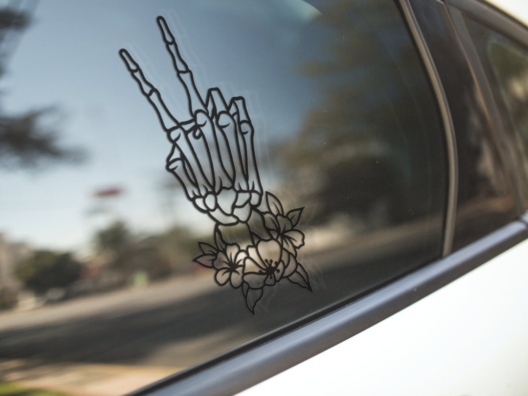 Peace Sign Floral Skeleton Decal - Etsy