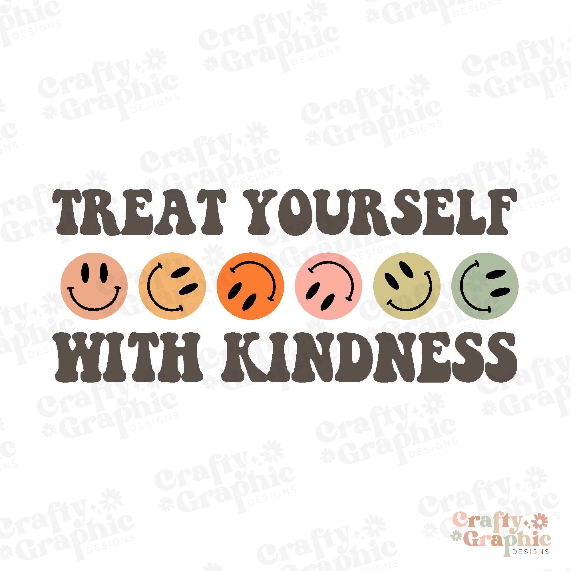 Treat Yourself With Kindness PNG Smiley Faces 70's - Etsy