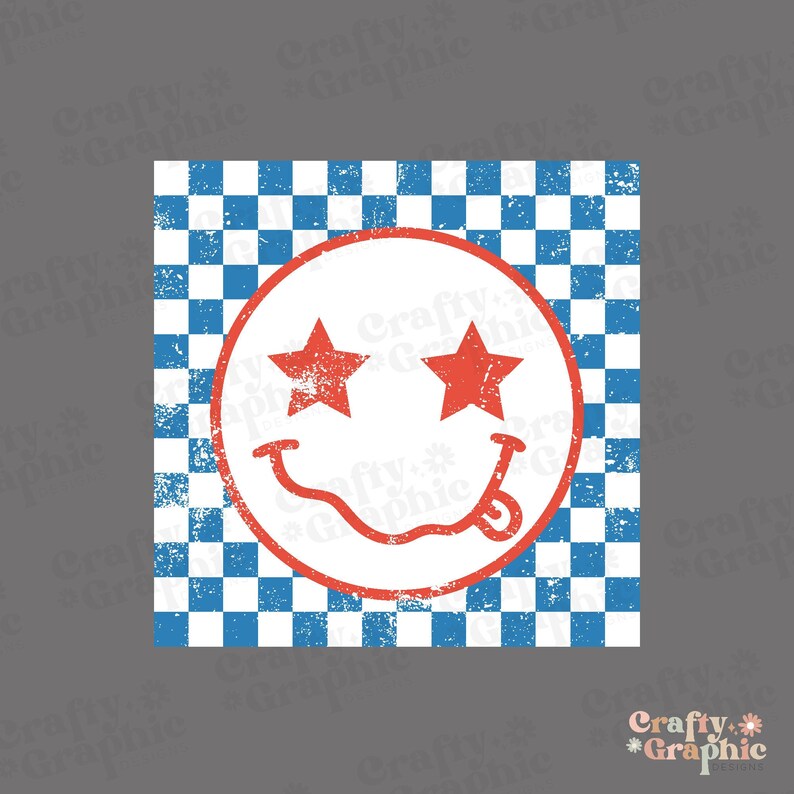 Checkered Smiley Face PNG Retro Smiley Face Tshirt Vintage Sublimation ...