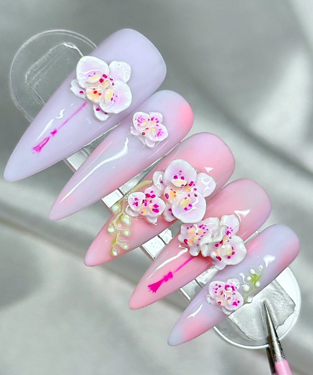 Spring Orchids {luxury Custom Press-on Nails} - Etsy