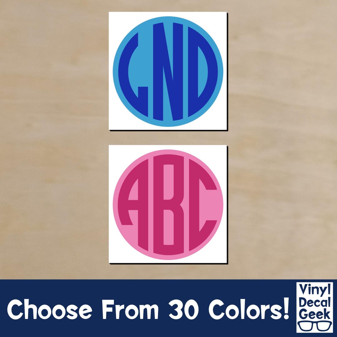 Personalized 3 Letter Layered Circle Monogram Vinyl Decal: Customize ...
