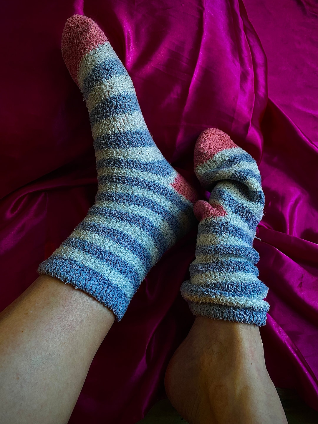 Worn Socks / Dirty Socks / Used Socks / Pink White Striped Socks ...