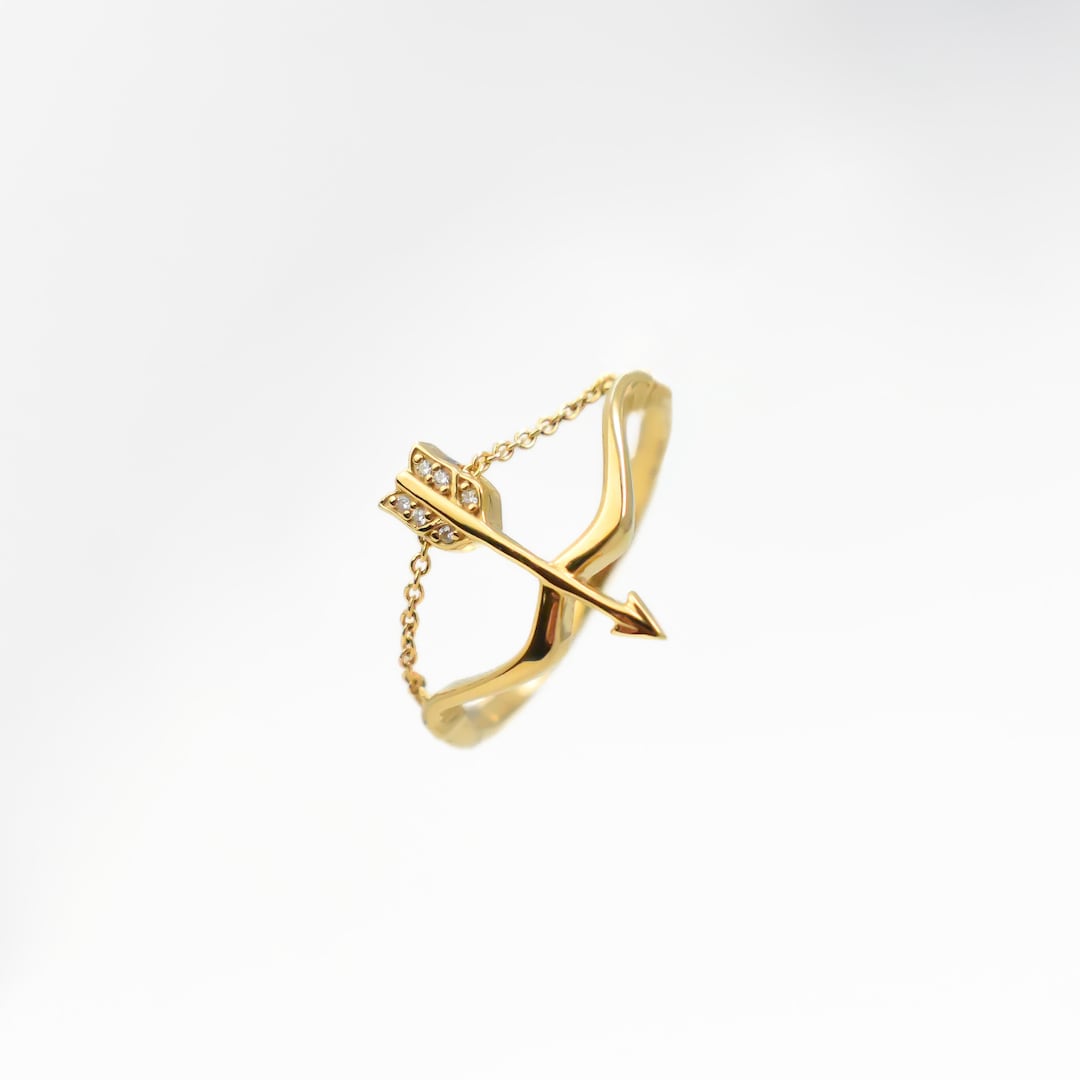 Gold Archer Ring: Sterling Silver Bow and Arrow, Taylor Swift Inspired ...