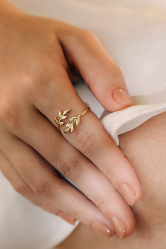 Silver Adjustable Leaf Ring Leaf Ring Adjustable Ring - Etsy