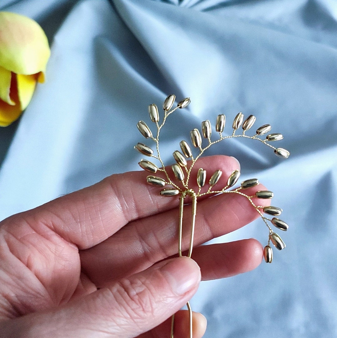 3 Pcs Bridal Gold Hair Pins/wedding Hair Accessories/bridesmaid Hair ...