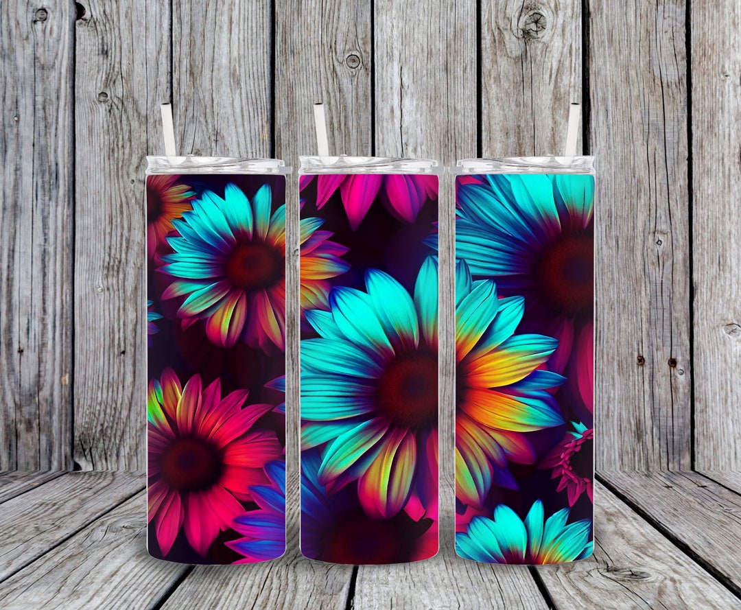 Neon Sunflowers, Png, Digital Download, Multi Colored, Daisy, Realistic ...