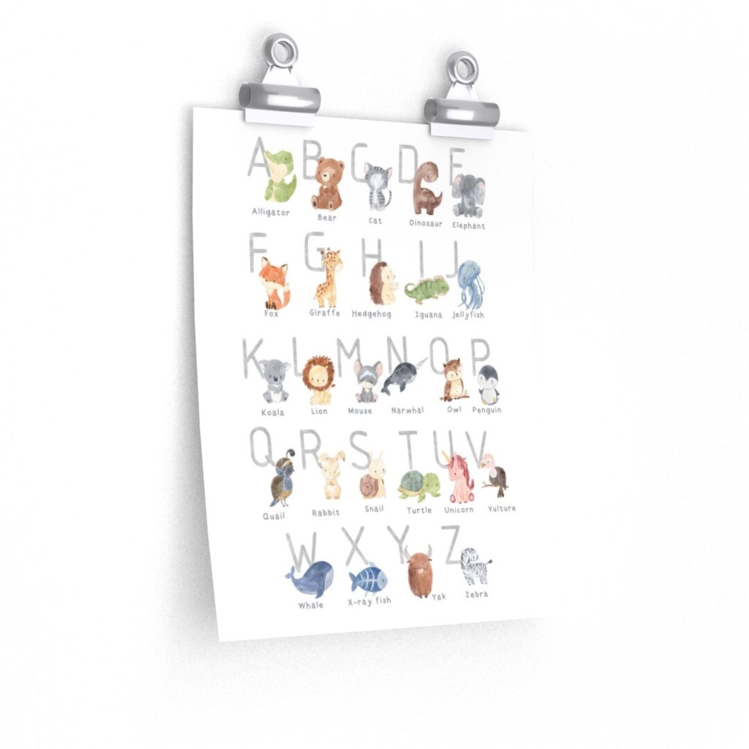 Alphabet Animals Nursery Décor Alphabet Wall Art Kids Room - Etsy
