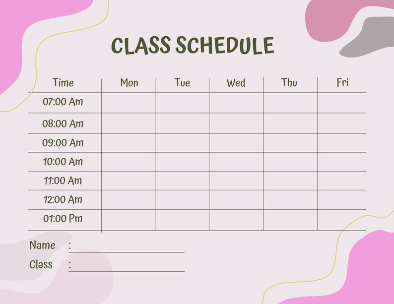 Class Schedule - Etsy