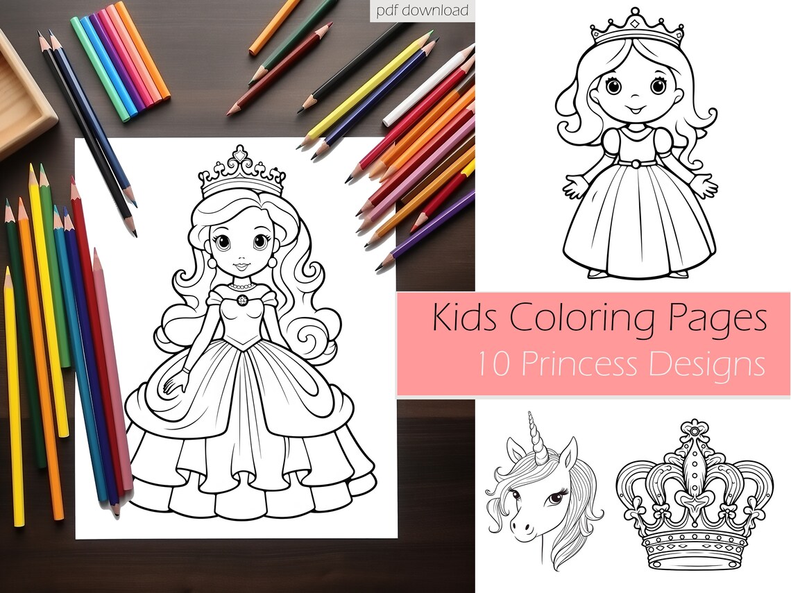 Magical Princess Coloring Page Printable Instant Download Fairy Tale ...