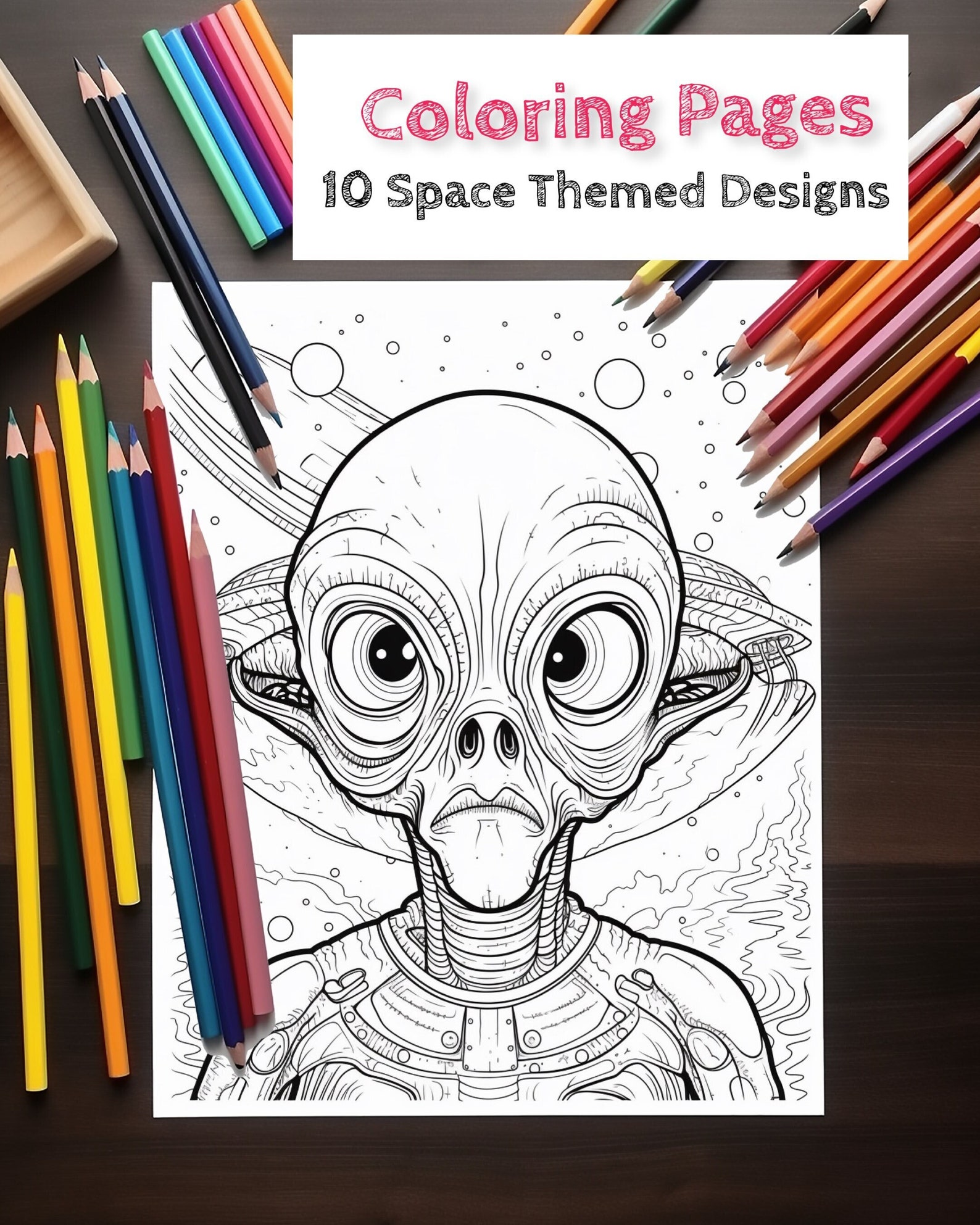 10 Space Themed Coloring Pages Children's Coloring Page - Etsy