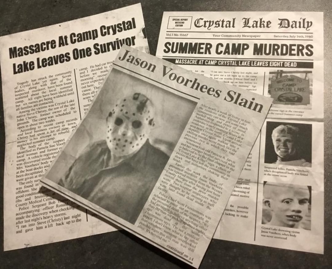 Friday the 13th 3 X Newspaper Articles Jason Voorhees - INSTANT DIGITAL ...