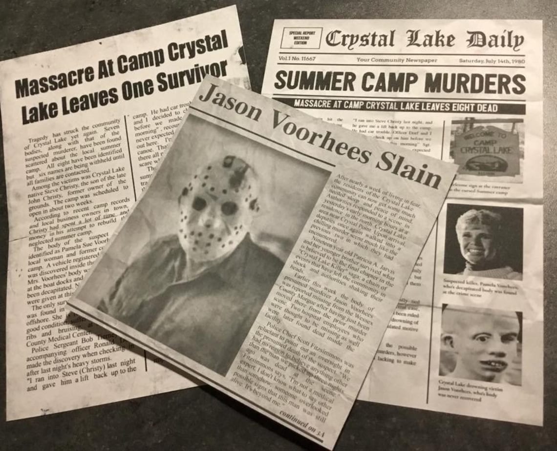 Friday the 13th 3 X Newspaper Articles Jason Voorhees - INSTANT DIGITAL ...