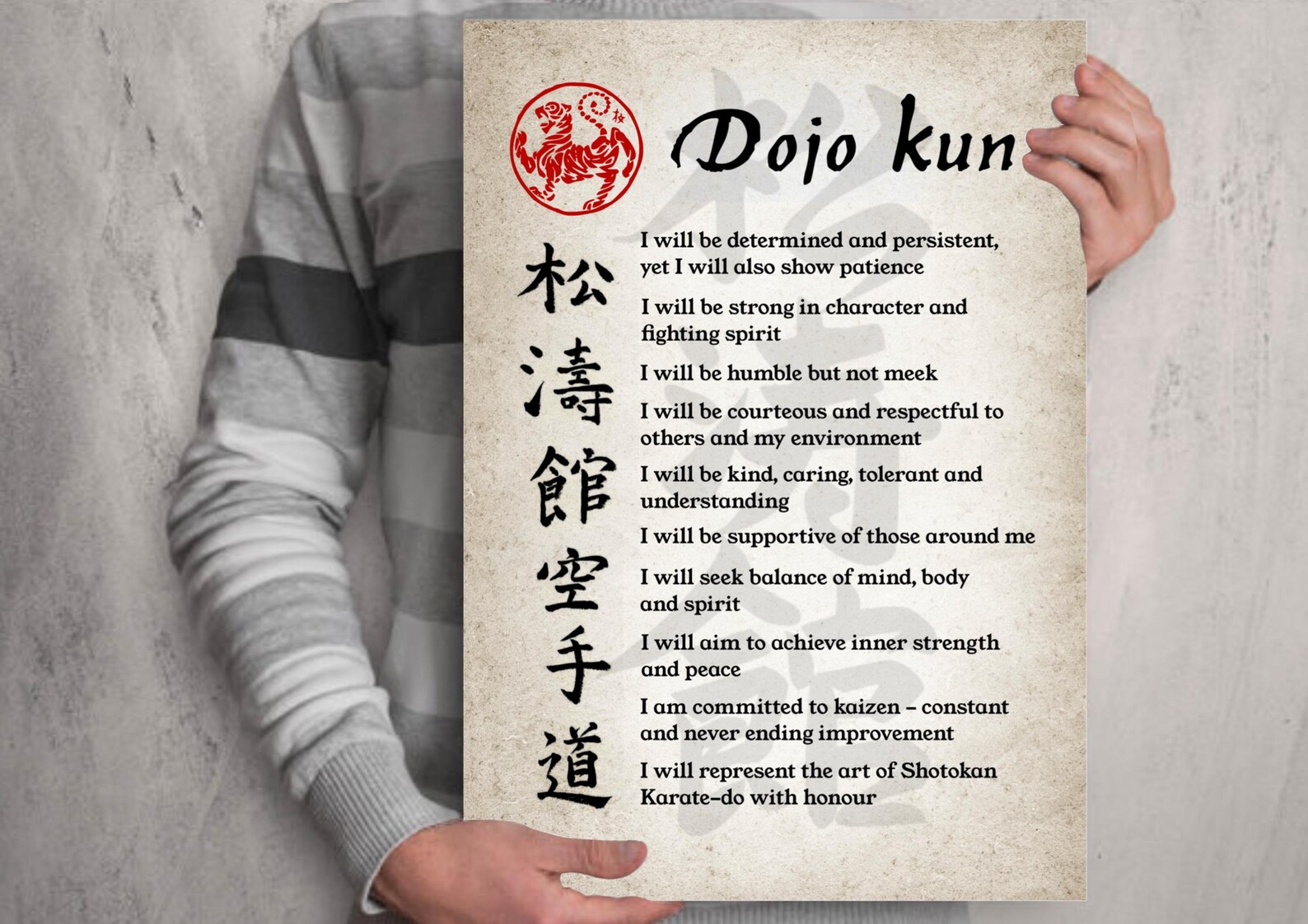 Shotokan Karate Poster Dojo Kun. Dojo Rules. Karate Dojo Scroll Print. Home Dojo Gym Wall ...