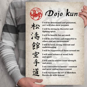 Shotokan Karate Poster Dojo Kun. Dojo Rules. Karate Dojo Scroll Print ...