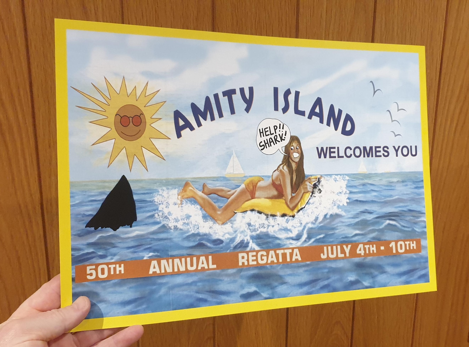 Jaws Welcome to Amity Island Billboard Sign. Poster Print. Amity Island ...
