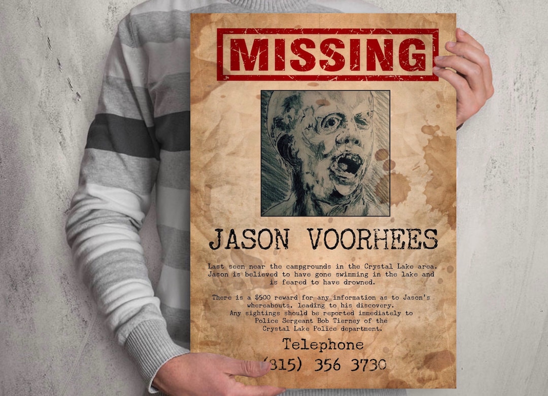 Jason Voorhees ‘missing’ Poster. Friday the 13th. Camp Blood Camp Crystal Lake. 80s Horror ...