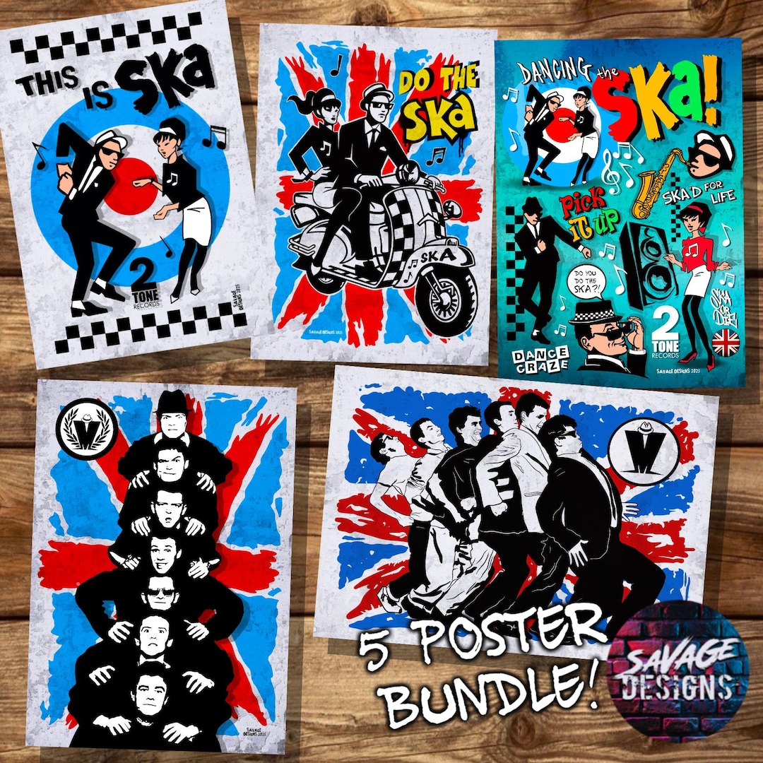 Madness Band 5 Poster Set. SKA 80s Music. Suggs Union Jack Artwork One ...