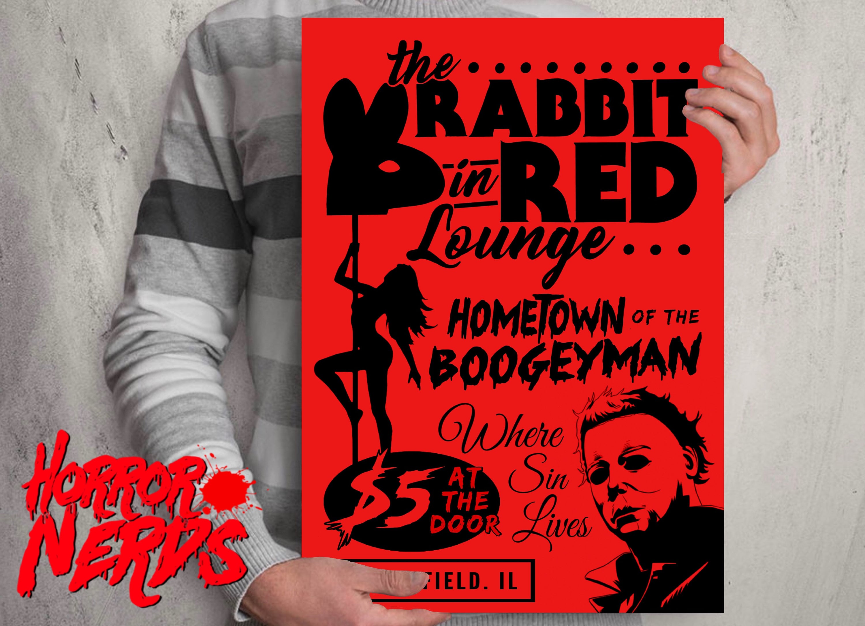 Halloween Rabbit in Red Lounge Poster Print Michael Myers - Etsy