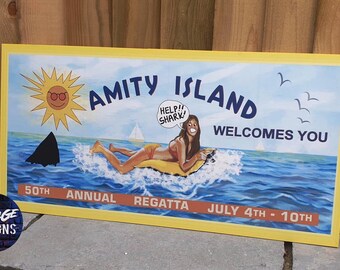 Jaws Billboard Amity Island Sign - Etsy