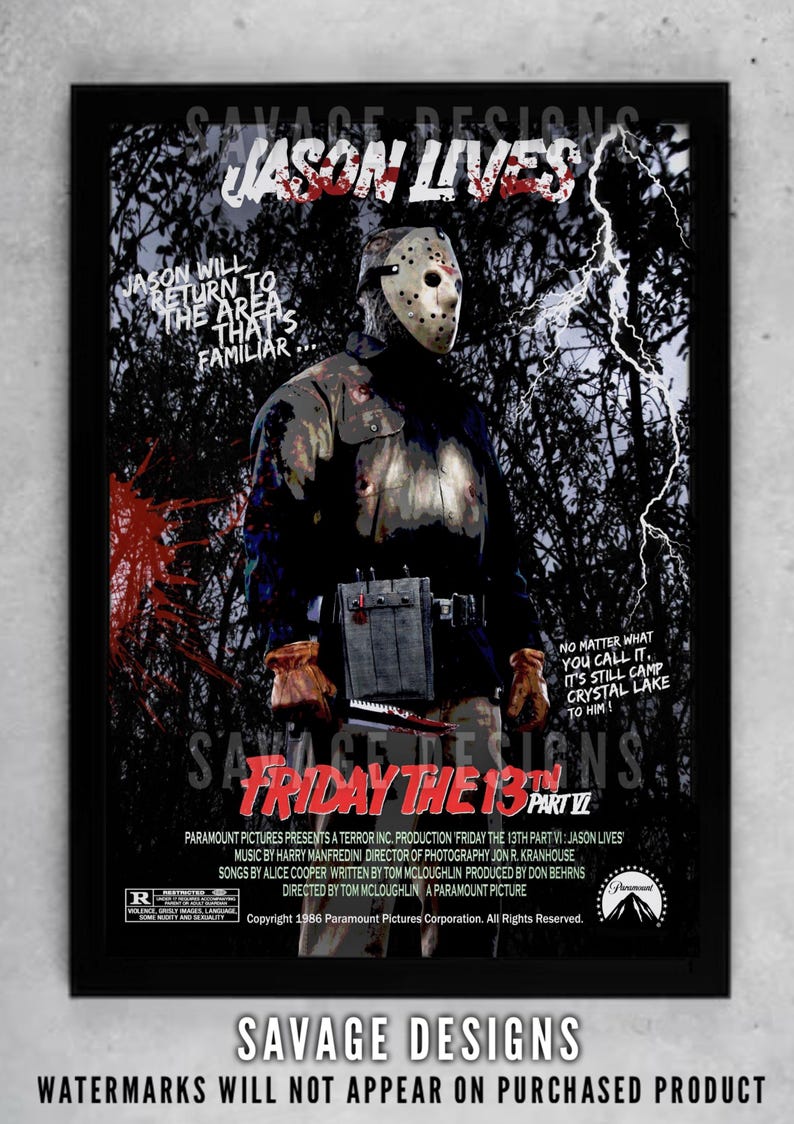 Jason Voorhees Friday the 13th Part 6 Jason Lives Poster 80s Horror ...