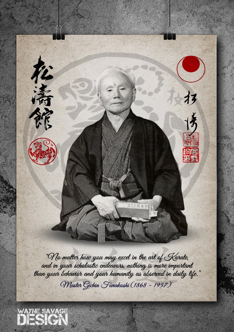 DIGITAL DOWNLOAD. Shotokan Karate Poster. Gichin Funakoshi. Dojo Scroll ...