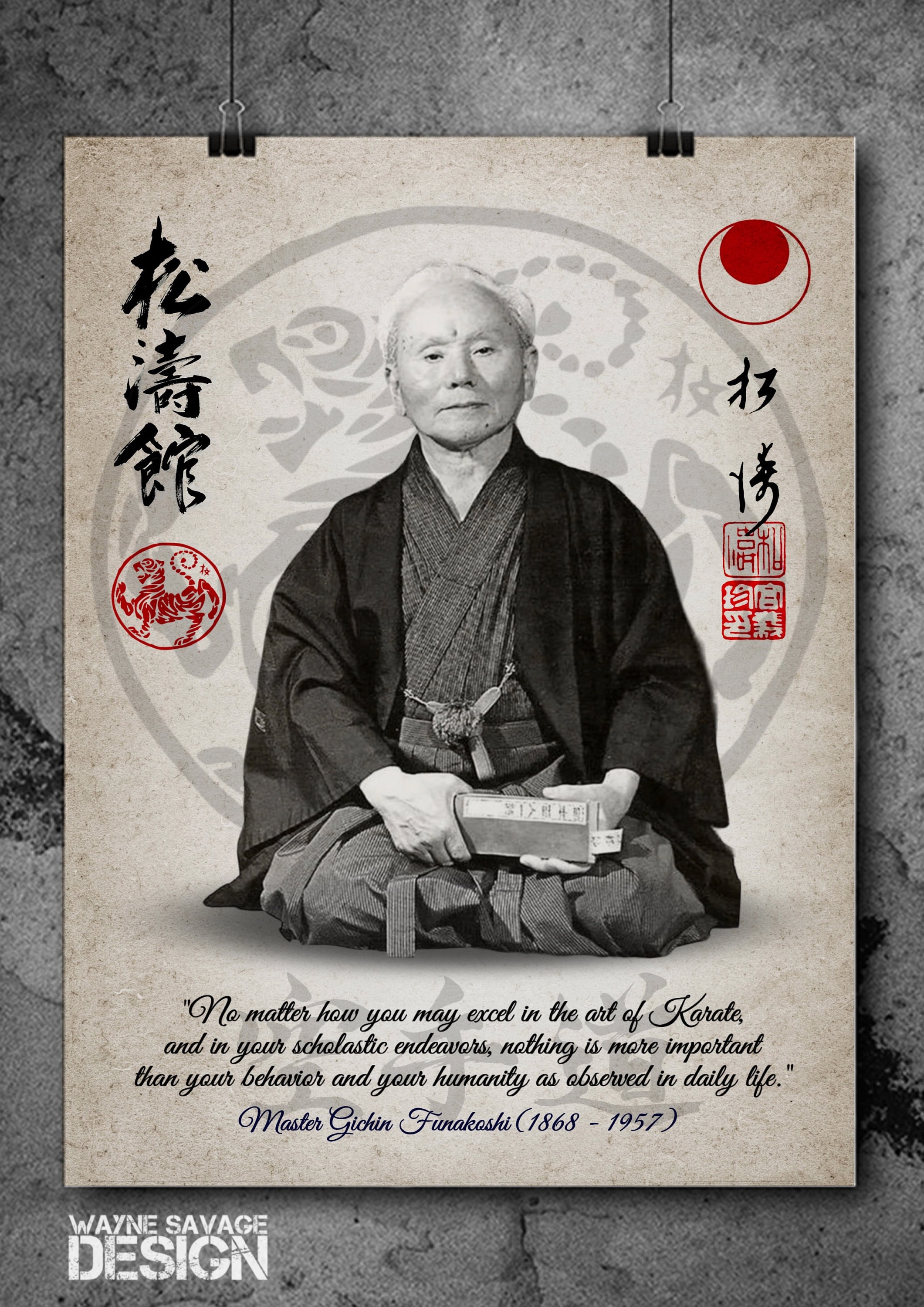DIGITAL DOWNLOAD. Shotokan Karate Poster. Gichin Funakoshi. Dojo Scroll ...