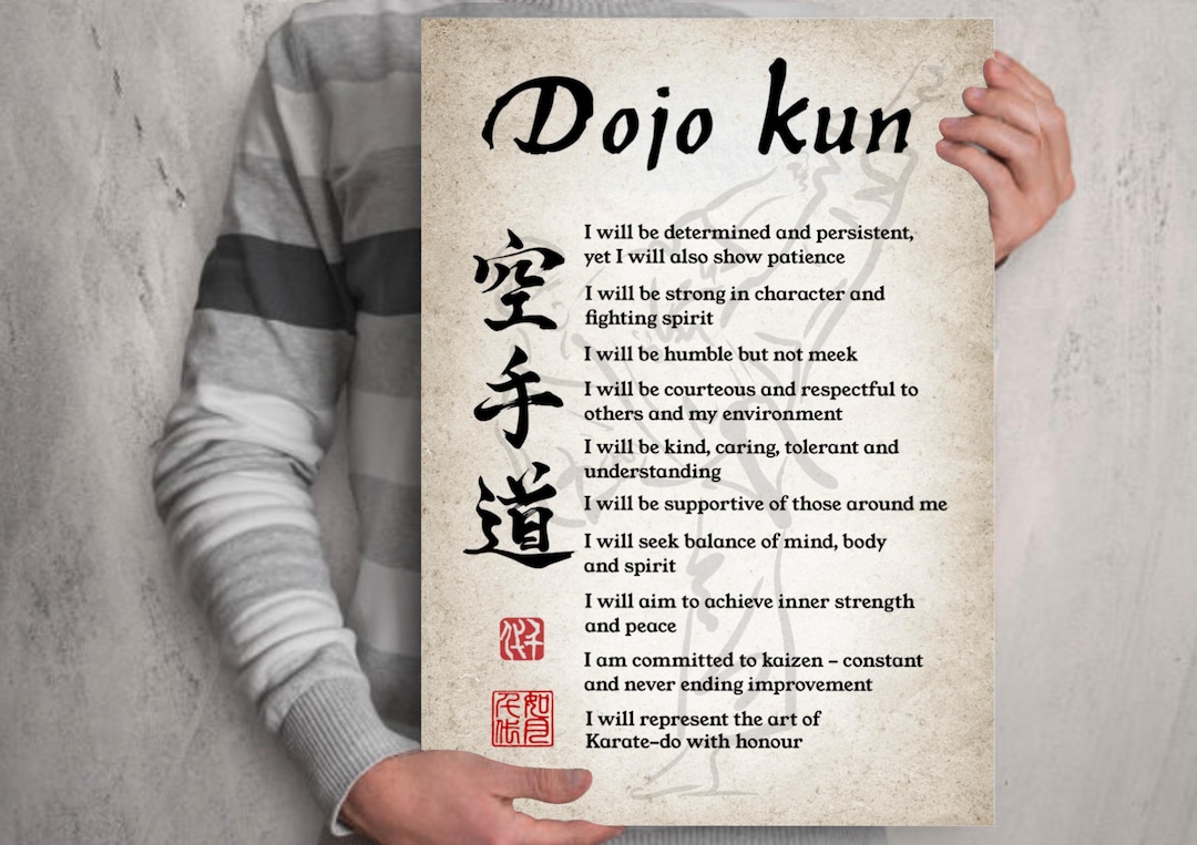 Karate Poster Dojo Kun. Dojo Rules. Generic Karate Dojo Scroll Print ...