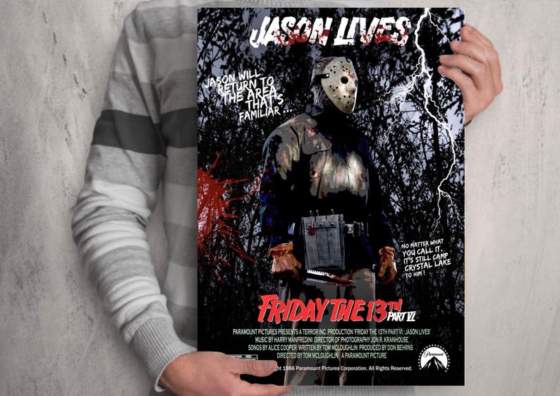 Jason Voorhees Friday the 13th Part 6 Jason Lives Poster 80s Horror ...