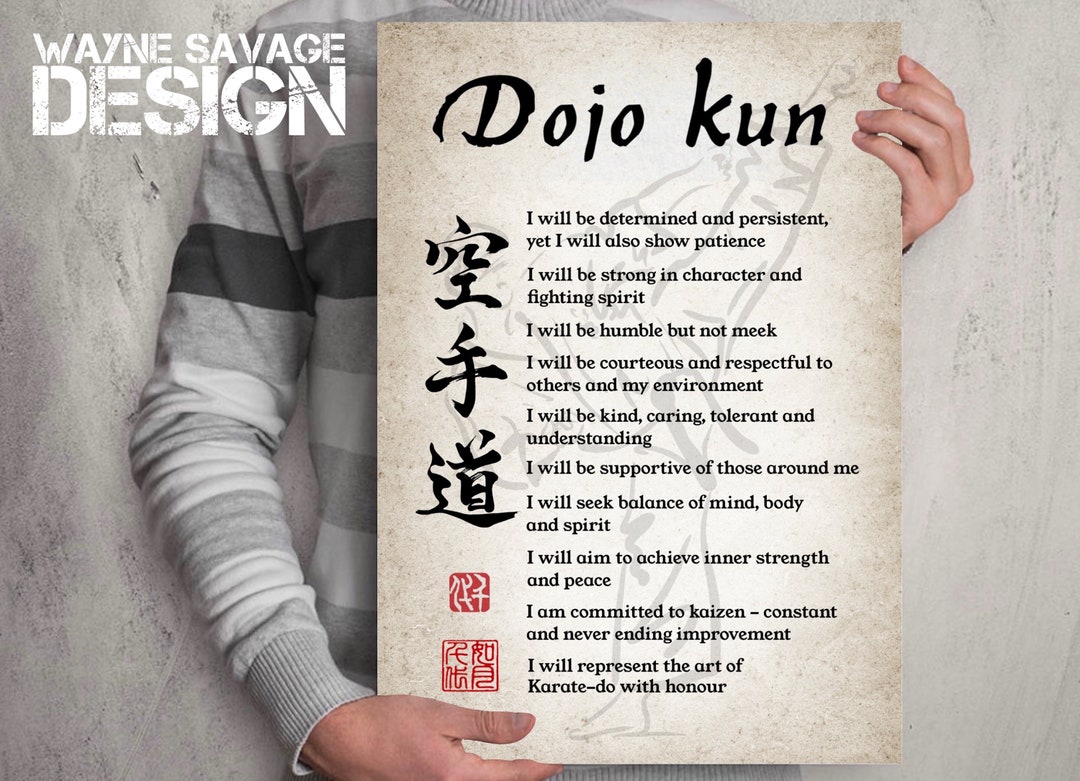 Karate Poster Dojo Kun. Dojo Rules. Generic Karate Dojo Scroll Print ...