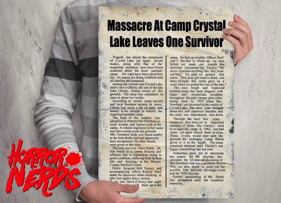 Jason Voorhees friday the 13th Poster Newspaper Article - Etsy