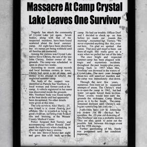 Jason Voorhees - Friday the 13th Poster Newspaper Article. Camp Crystal ...