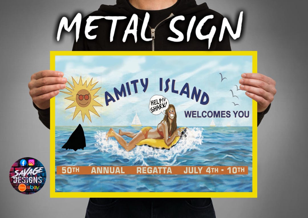 Jaws Amity Island Billboard METAL SIGN. - Etsy