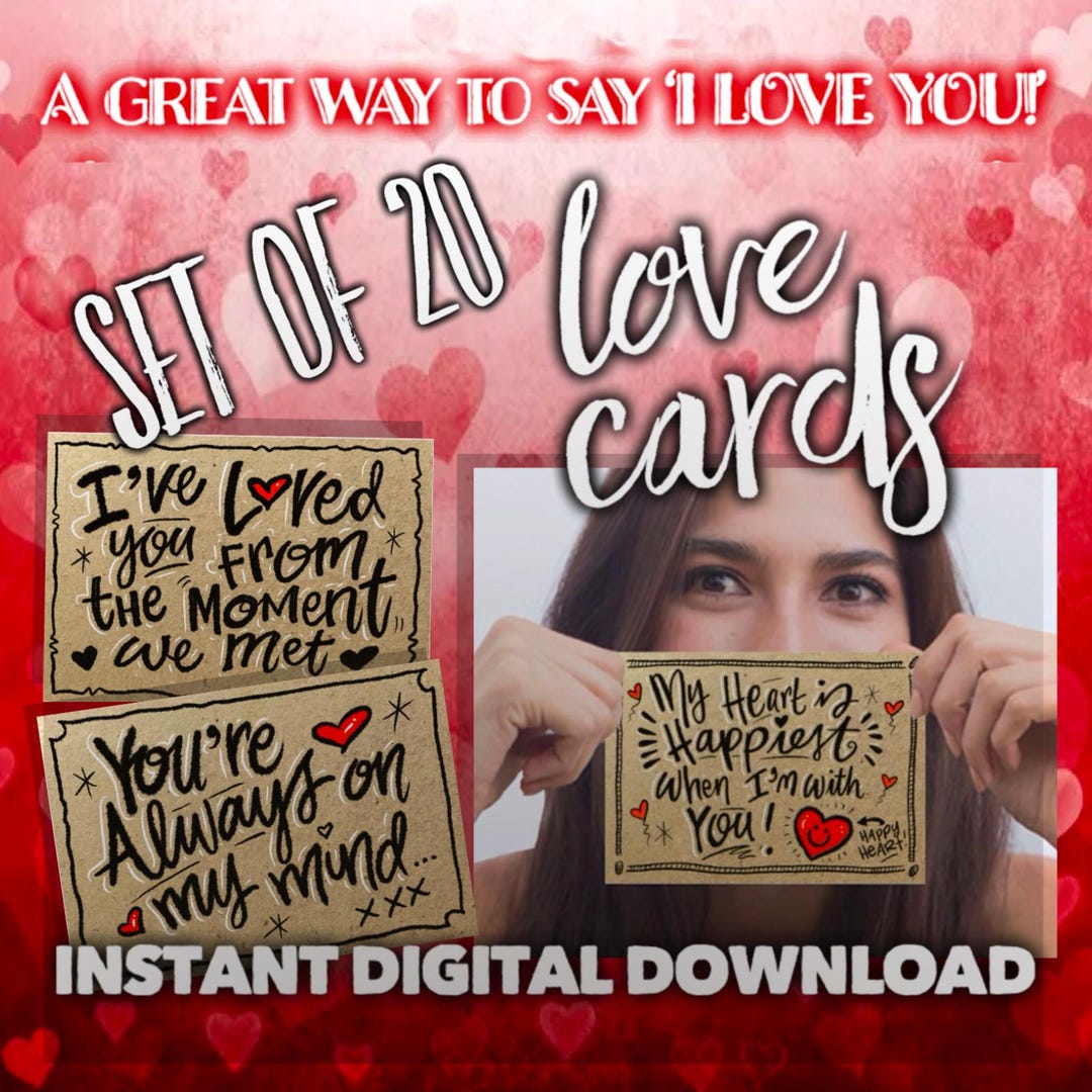 20 Handwritten Love Notes for Her or Him. I Love You!! INSTANT DIGITAL ...