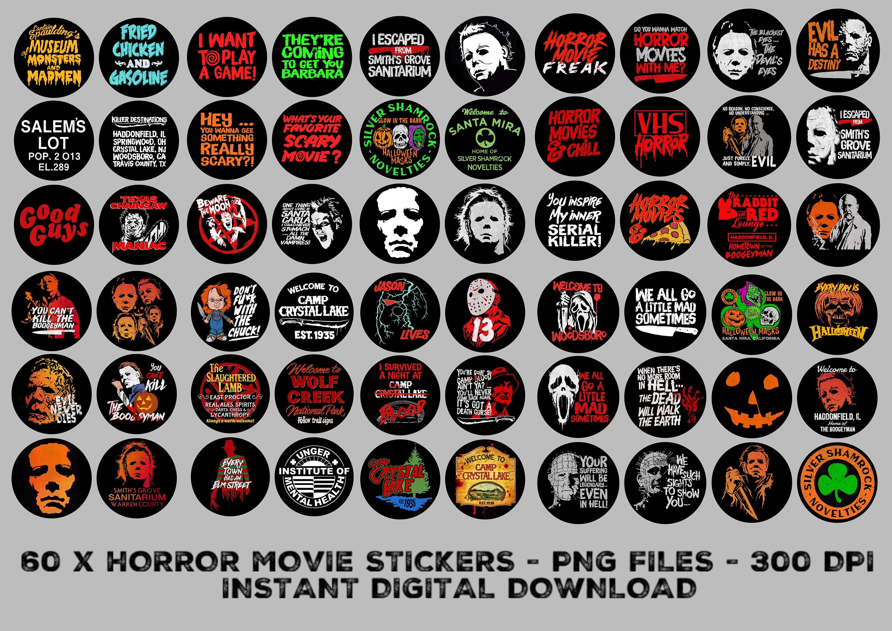 Horror Stickers Bundle. Printable Digital PNG Files. Instant Digital ...