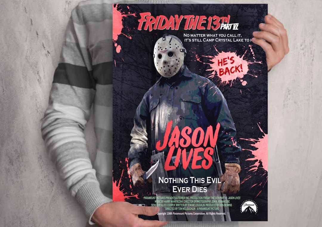 Jason Voorhees Friday the 13th Part 6 Jason Lives Movie Poster. 80s ...