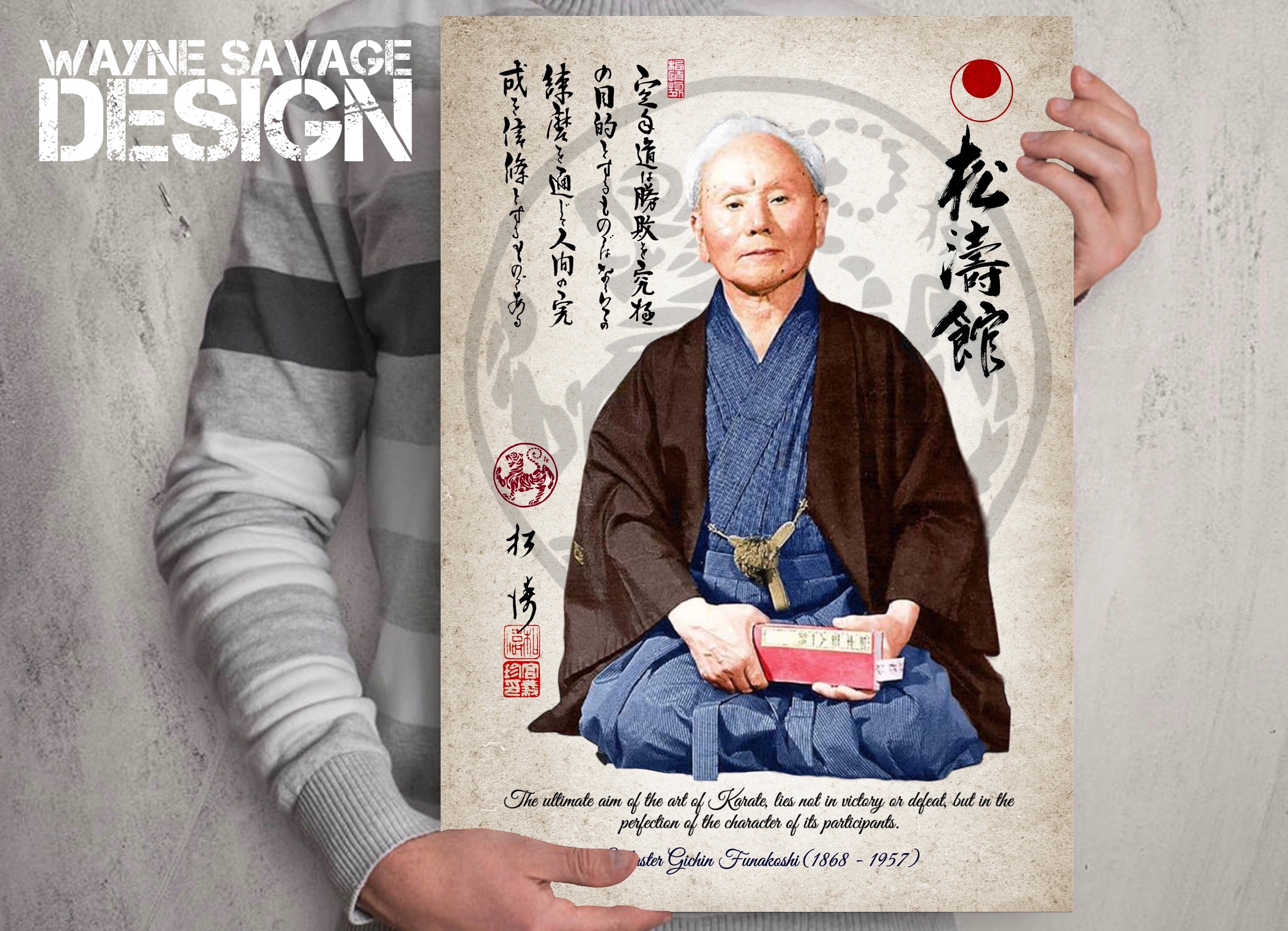 Shotokan Karate Poster Gichin Funakoshi. Dojo Scroll Print. - Etsy