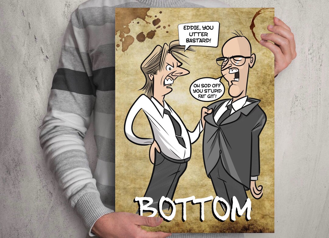 Bottom Cartoon Caricature Style TV Comedy A3 Print Rik Mayall Adrian ...