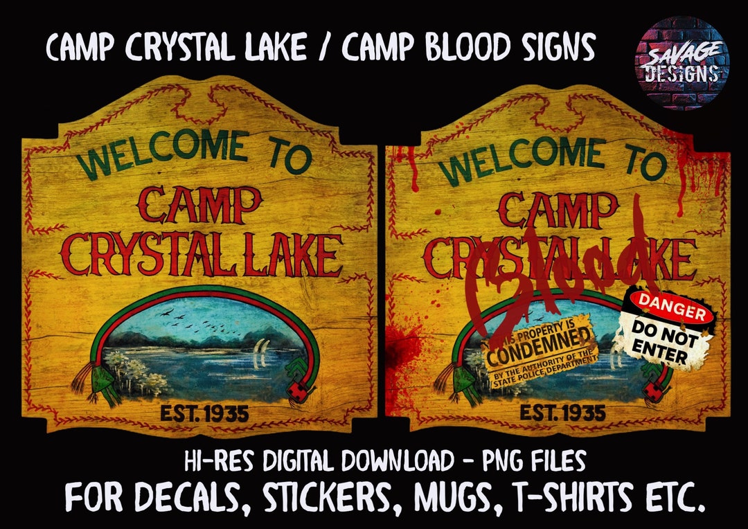 Large Camp Crystal Lake & Camp Blood Sign Friday the 13th Jason ...