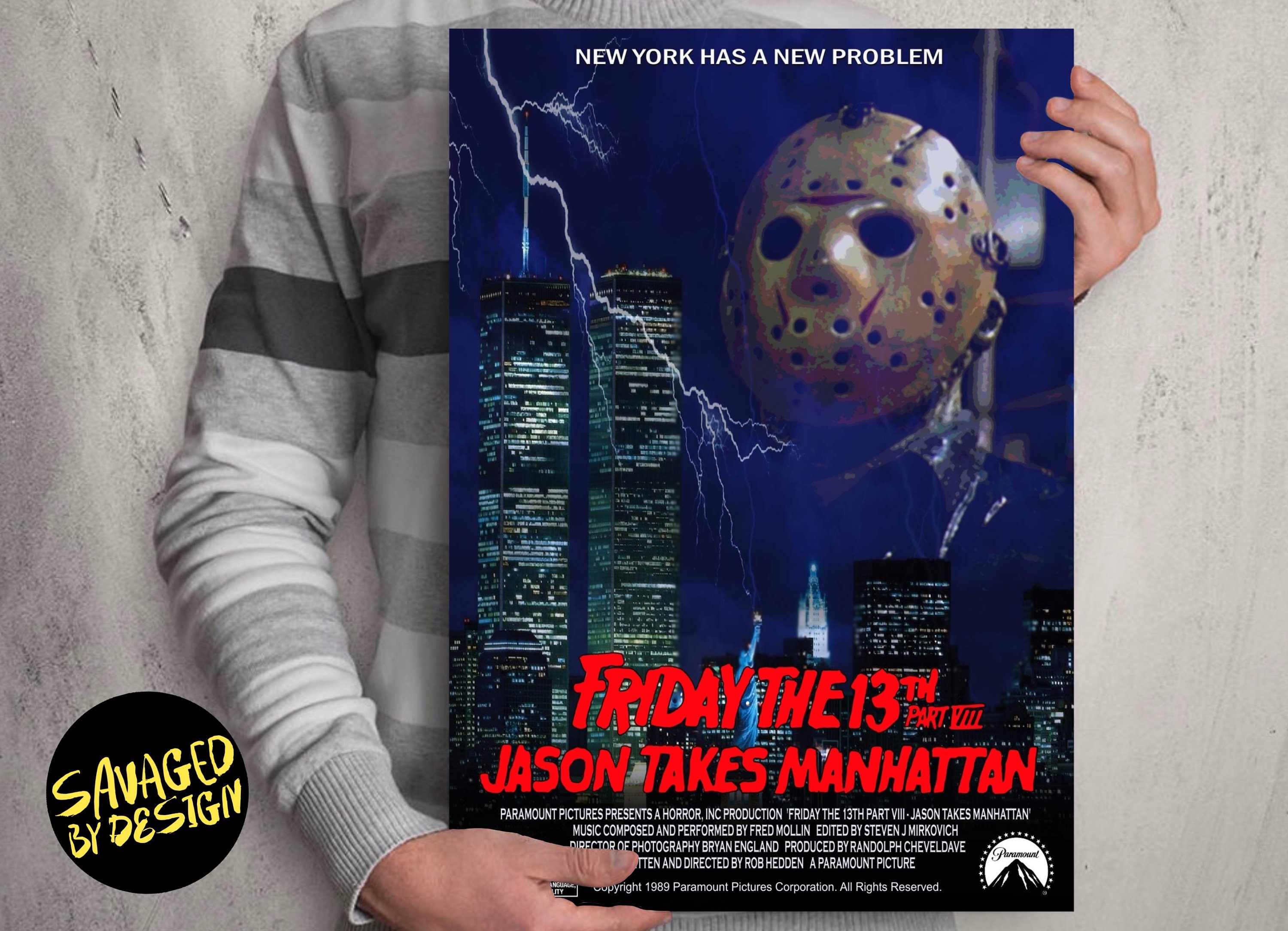 Jason Voorhees friday the 13th Part 8 Poster. Jason Takes Manhattan. - Etsy