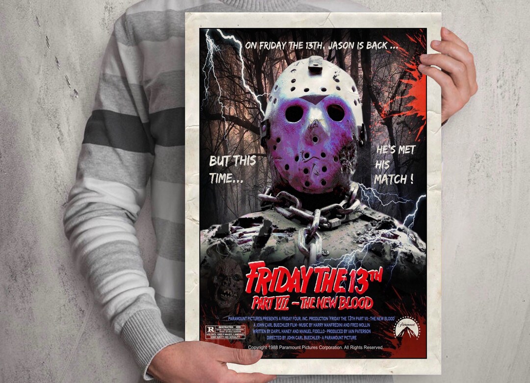 Jason Voorhees Friday the 13th Part 7 the New Blood Horror Poster. Camp ...