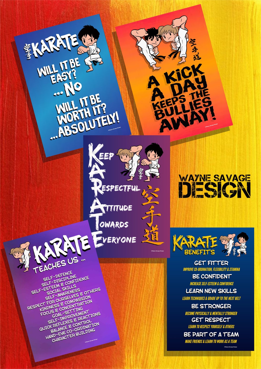 DIGITAL DOWNLOAD. Educational Karate Dojo Posters for Kids. Set of 5 ...