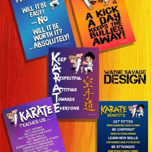 DIGITAL DOWNLOAD. Educational Karate Dojo Posters for Kids. Set of 5 ...