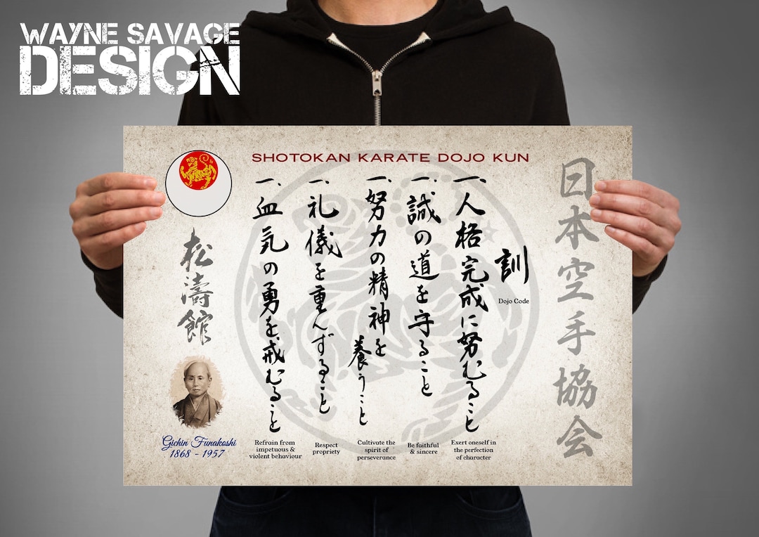 Shotokan Karate Poster Dojo Kun. Dojo Rules JKA. Dojo Scroll Print. - Etsy