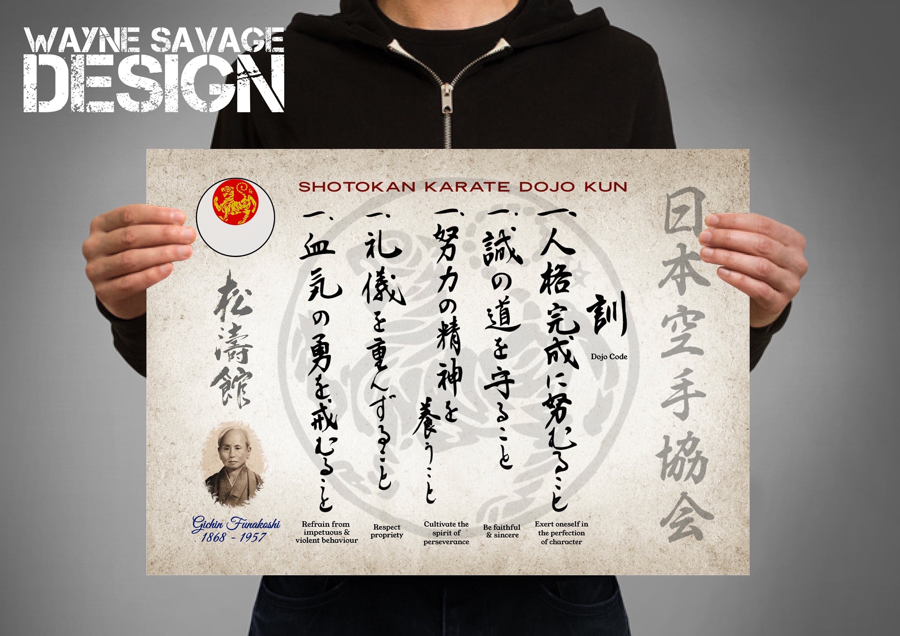 Shotokan Karate Poster Dojo Kun. Dojo Rules JKA. Dojo Scroll Print. - Etsy