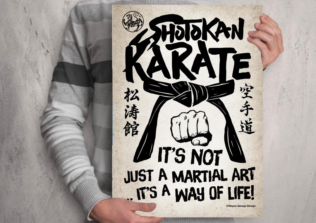 Shotokan Karate A3 Poster - Japanese Brush Script Dojo Scroll Wall ...