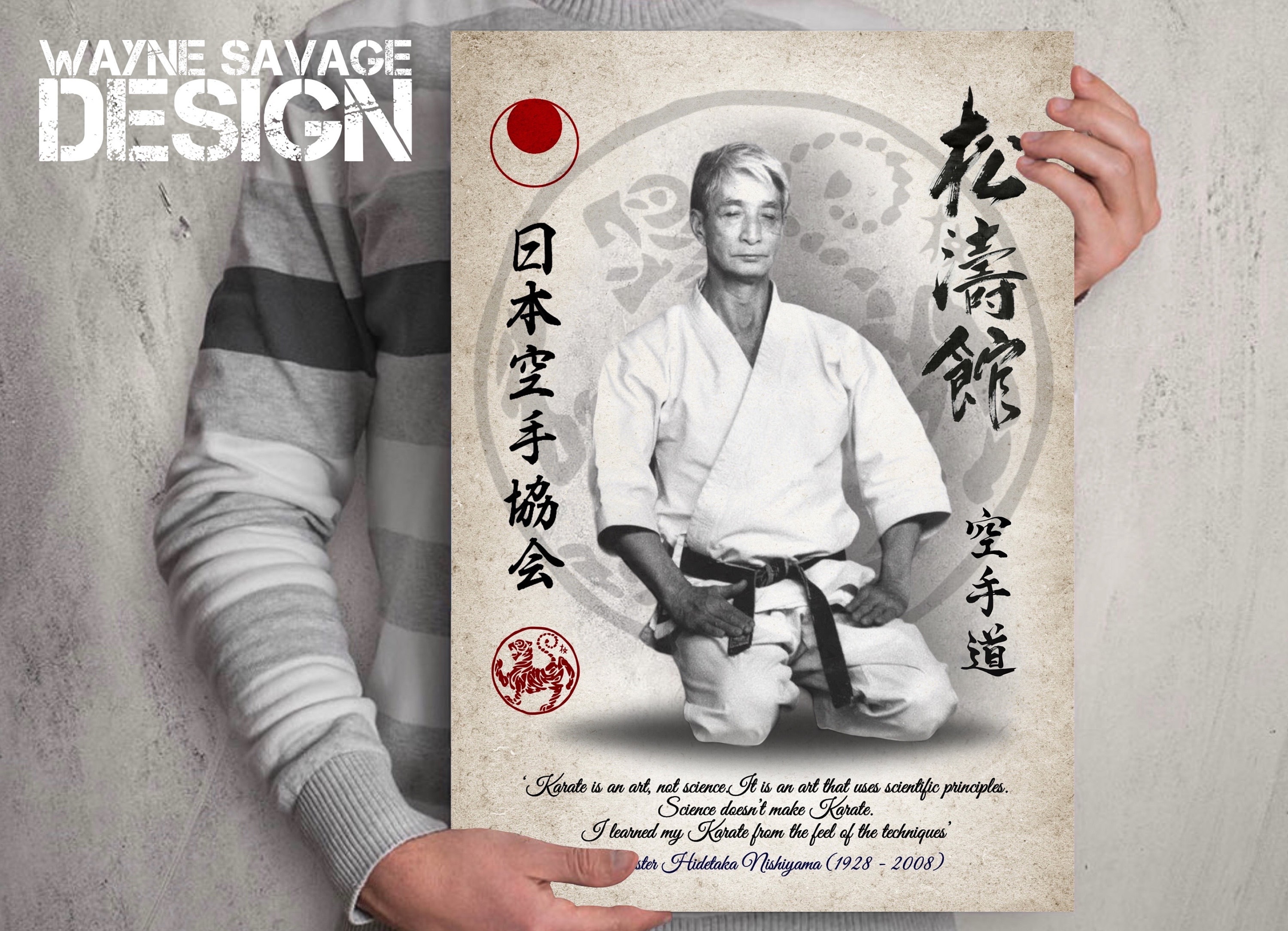 Shotokan Karate Poster Hidetaka Nishiyama . Dojo Scroll Print. - Etsy