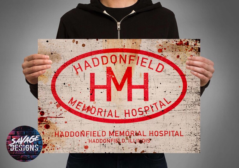 Halloween Haddonfield Memorial Hospital Sign Poster Print - Michael ...