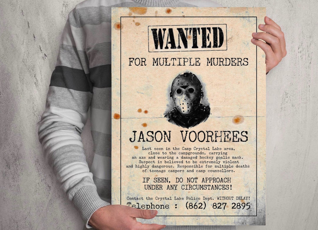 Jason Voorhees ‘wanted’ Poster Friday the 13th Camp Blood Camp Crystal ...