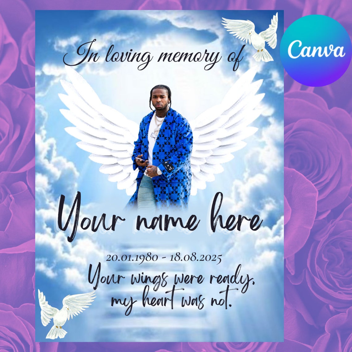 Funeral Program Template, Loved One Memorial Program, Editable Memorial ...